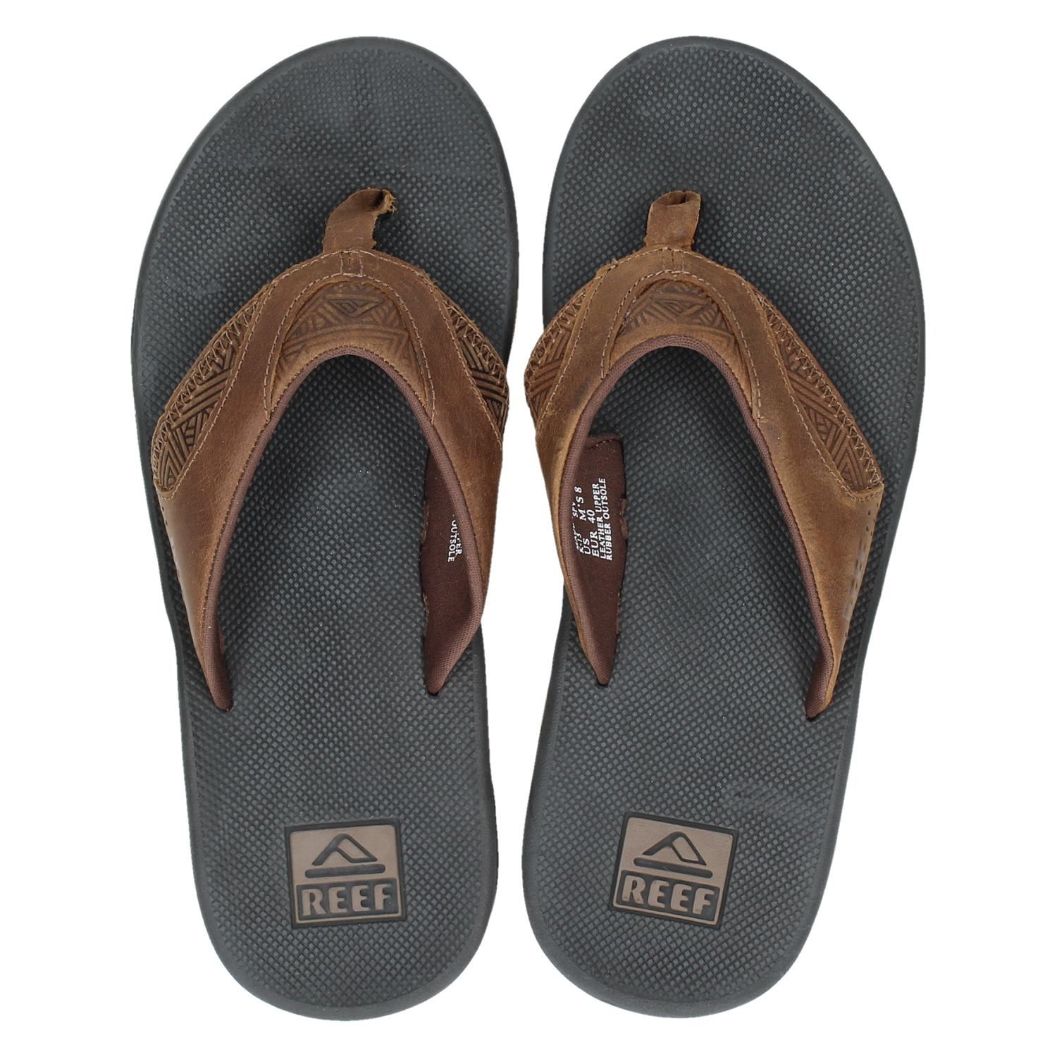 Reef Leather Fanning - Slippers voor heren - Cognac - Shoemixx.nl
