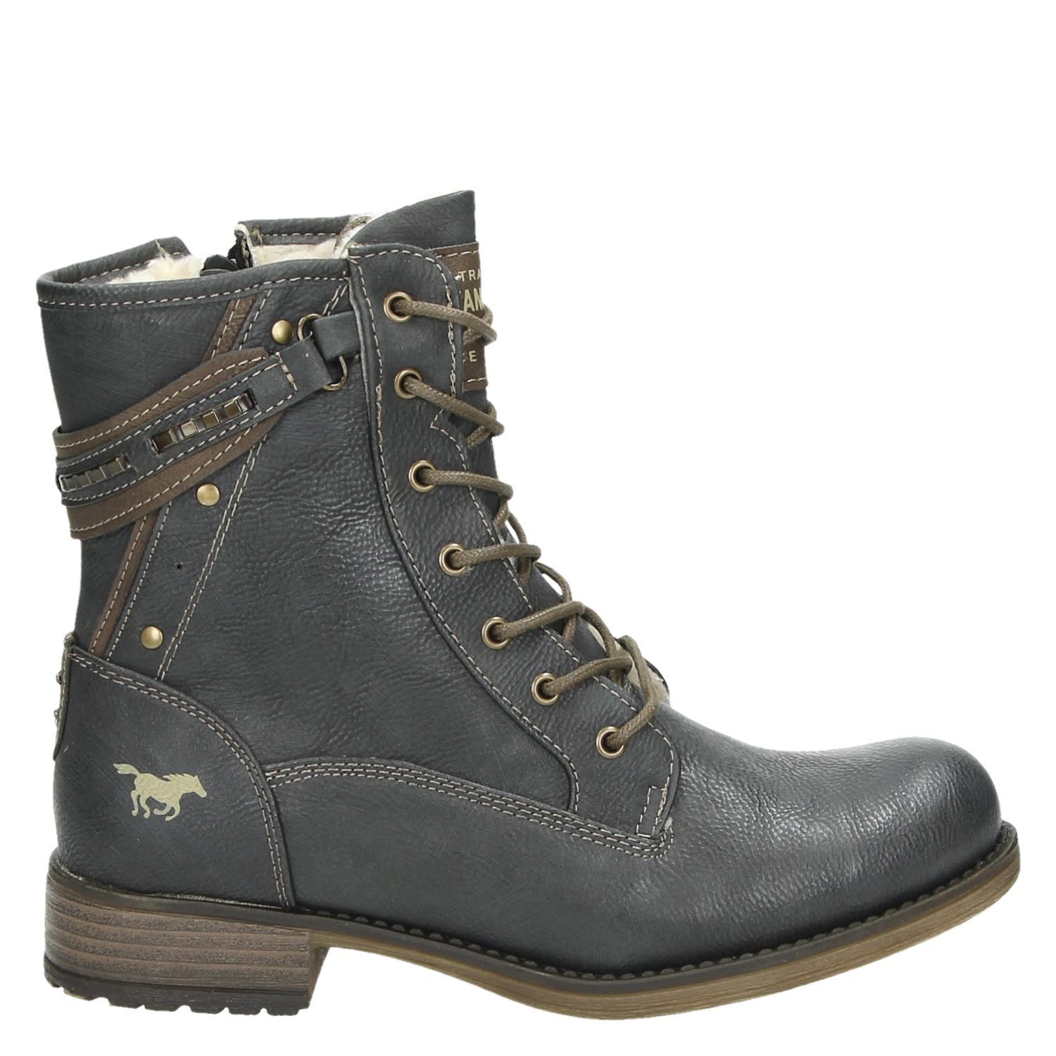 Mustang dames veterboots grijs
