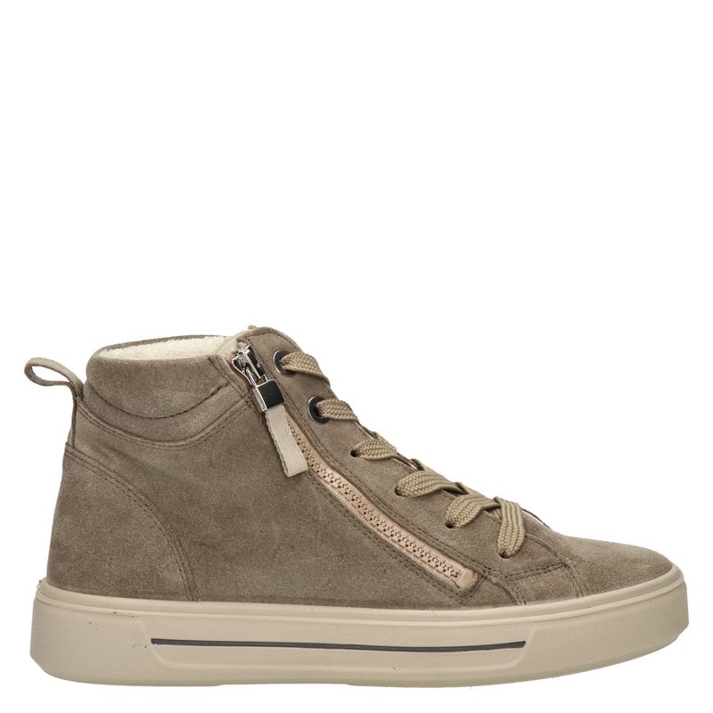 Ara - Hoge sneakers voor dames - Taupe - Nelson.nl