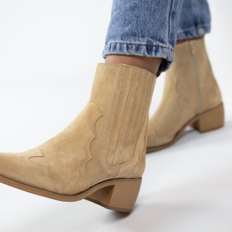 Nelson - Enkellaarsjes voor dames - Beige - Nelson.nl