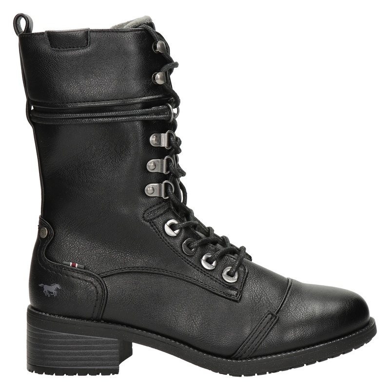 Mustang - Veterboots voor dames - Zwart - Shoemixx.nl