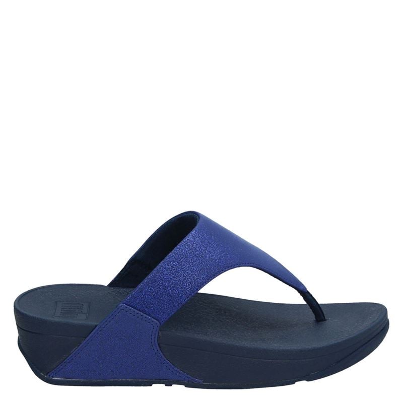 Fitflop Lulu Shimmer Toe Pose - Slippers voor dames - Blauw - Shoemixx.nl