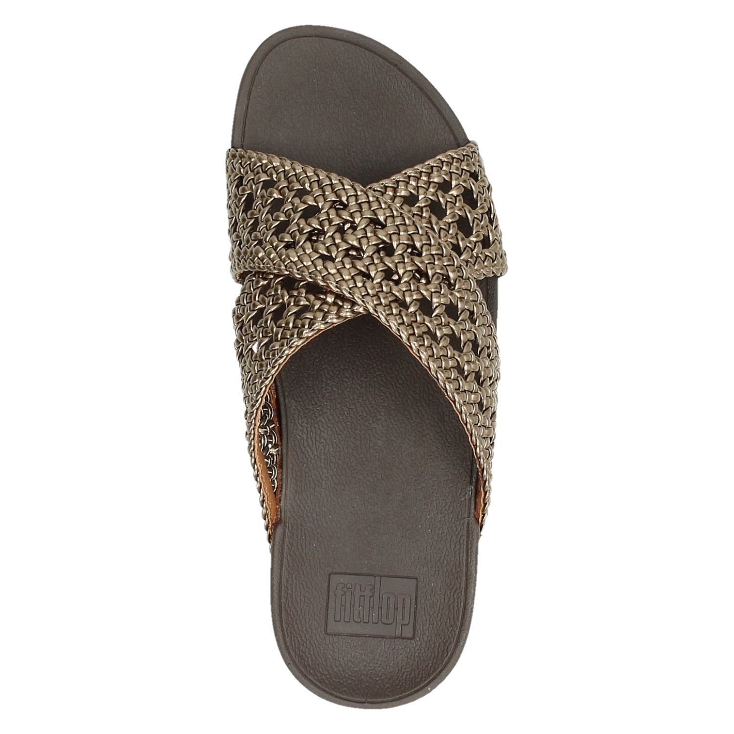 Fitflop Lulu Wicker Slide - Slippers voor dames - Brons - Shoemixx.nl